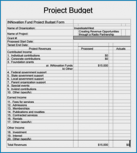 √ Free Printable Project Budget Template