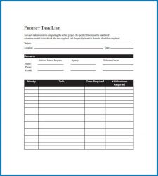 √ Free Printable Project Task List Template
