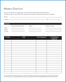 √ Free Project Task List Template Excel