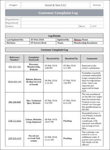 √ Free Quality Complaint Log Template (Excel)