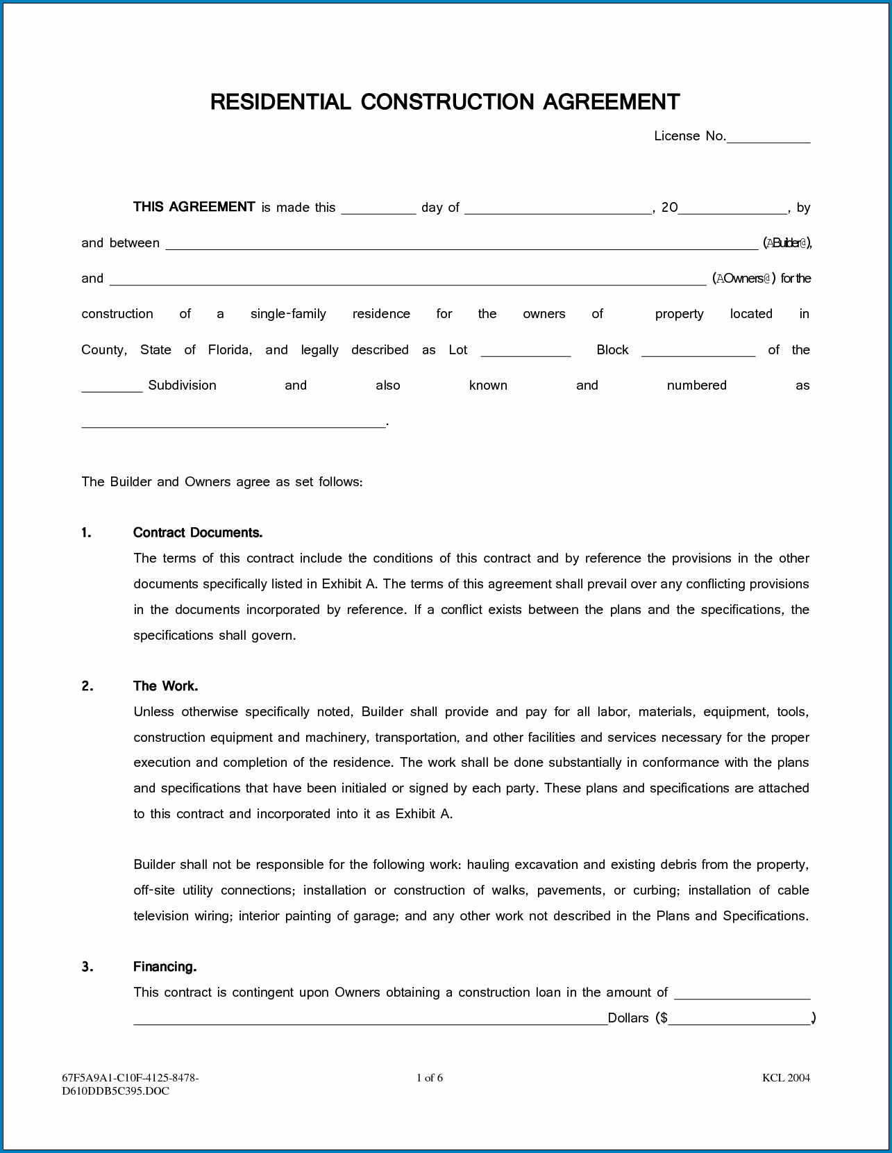 Texas Construction Contract Template
