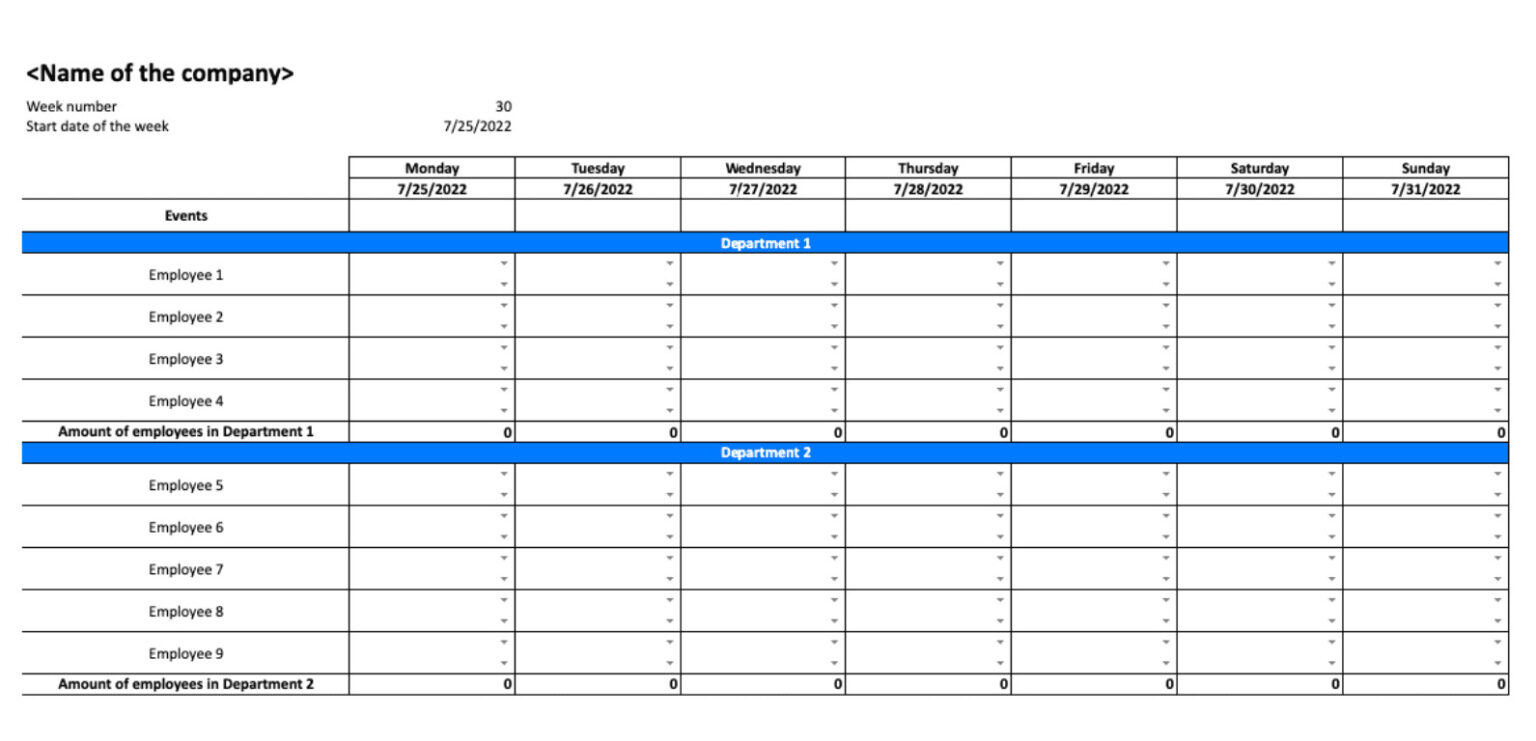 √ Free Printable Restaurant Schedule Template