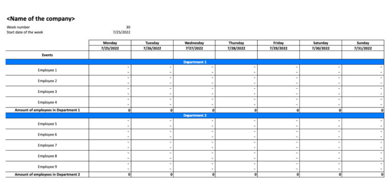 √ Free Printable Restaurant Schedule Template
