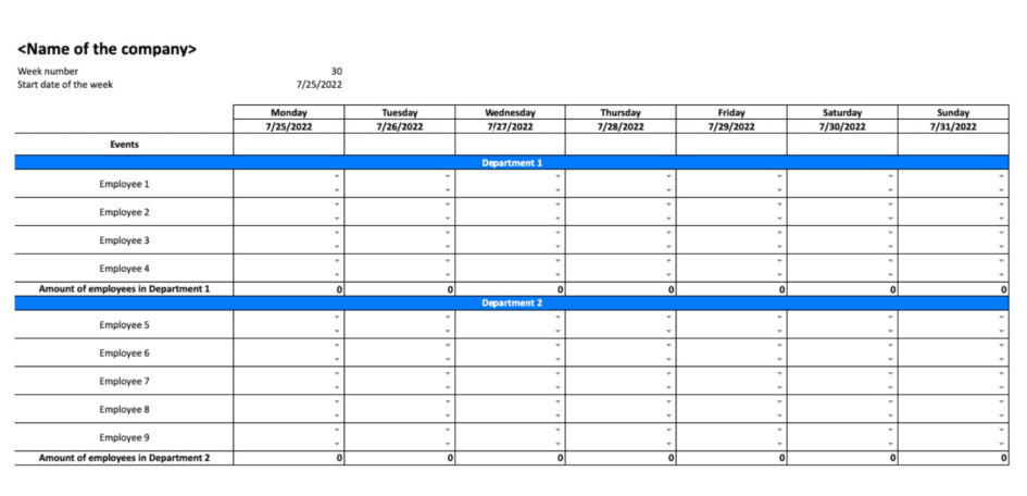 √ Free Printable Restaurant Schedule Template