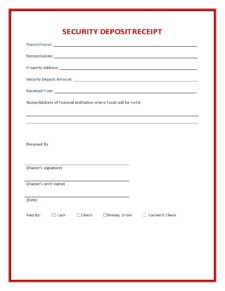 Sample of Security Deposit Receipt Template | Templateral