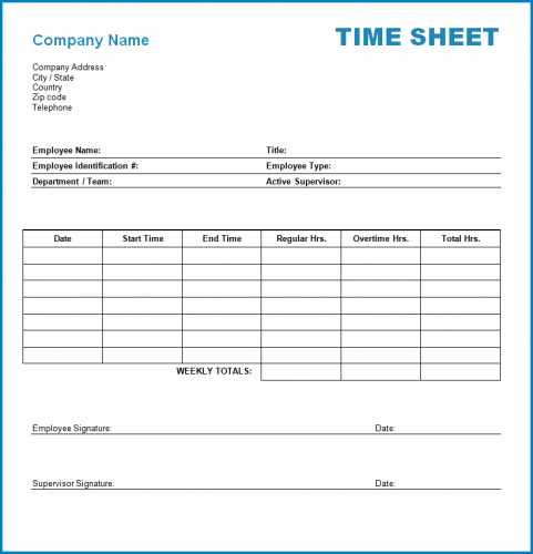 √ Free Printable Simple Timesheet Template