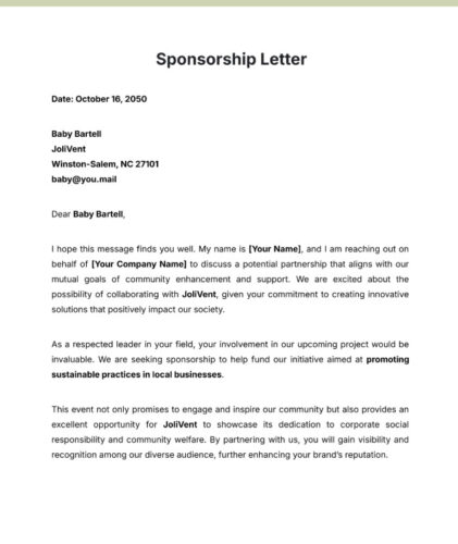 √ Sponsorship Letter Template (Word)