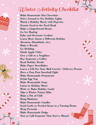 √ Start Of The Winter Family Checklist Template