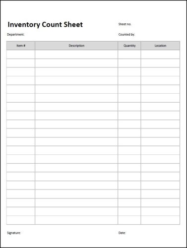 Sample of Stock Count Sheet Template | Templateral