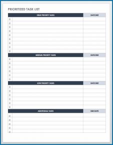 √ Free Printable Task List Template