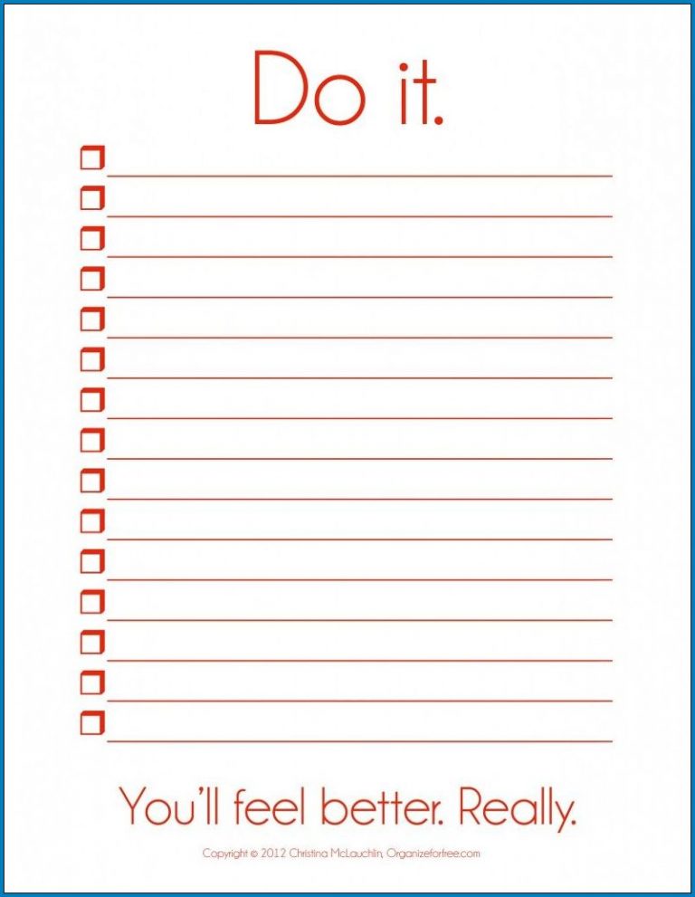 √ Free Printable Things To Do List Template