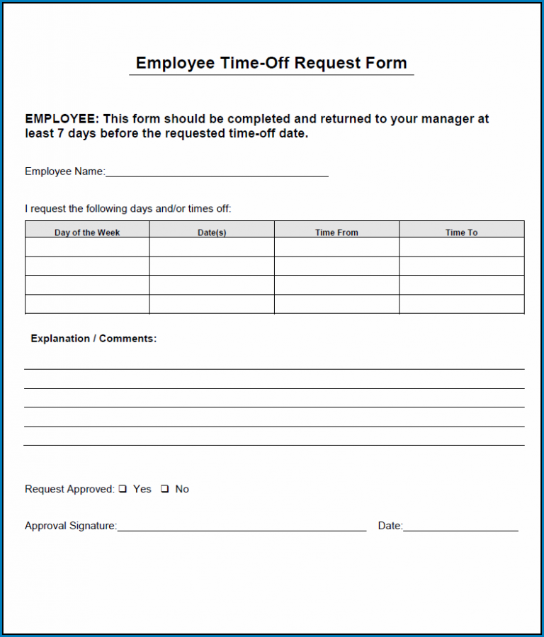 √ Free Printable Time Off Request Form