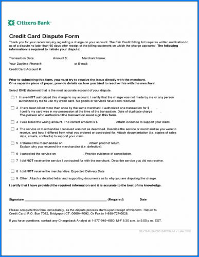 √ Free Printable Transaction Dispute Form