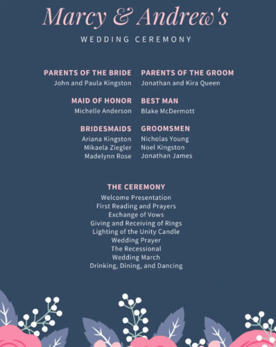 √ Wedding Ceremony Program Template