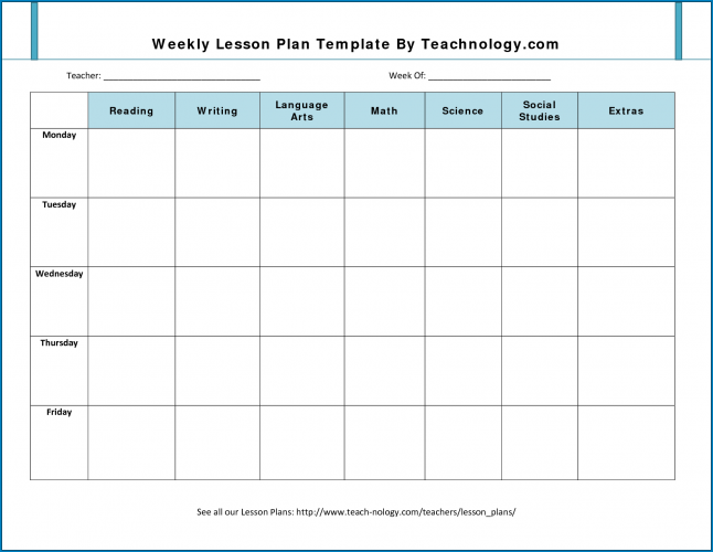 √ Free Printable Weekly Lesson Planner Template