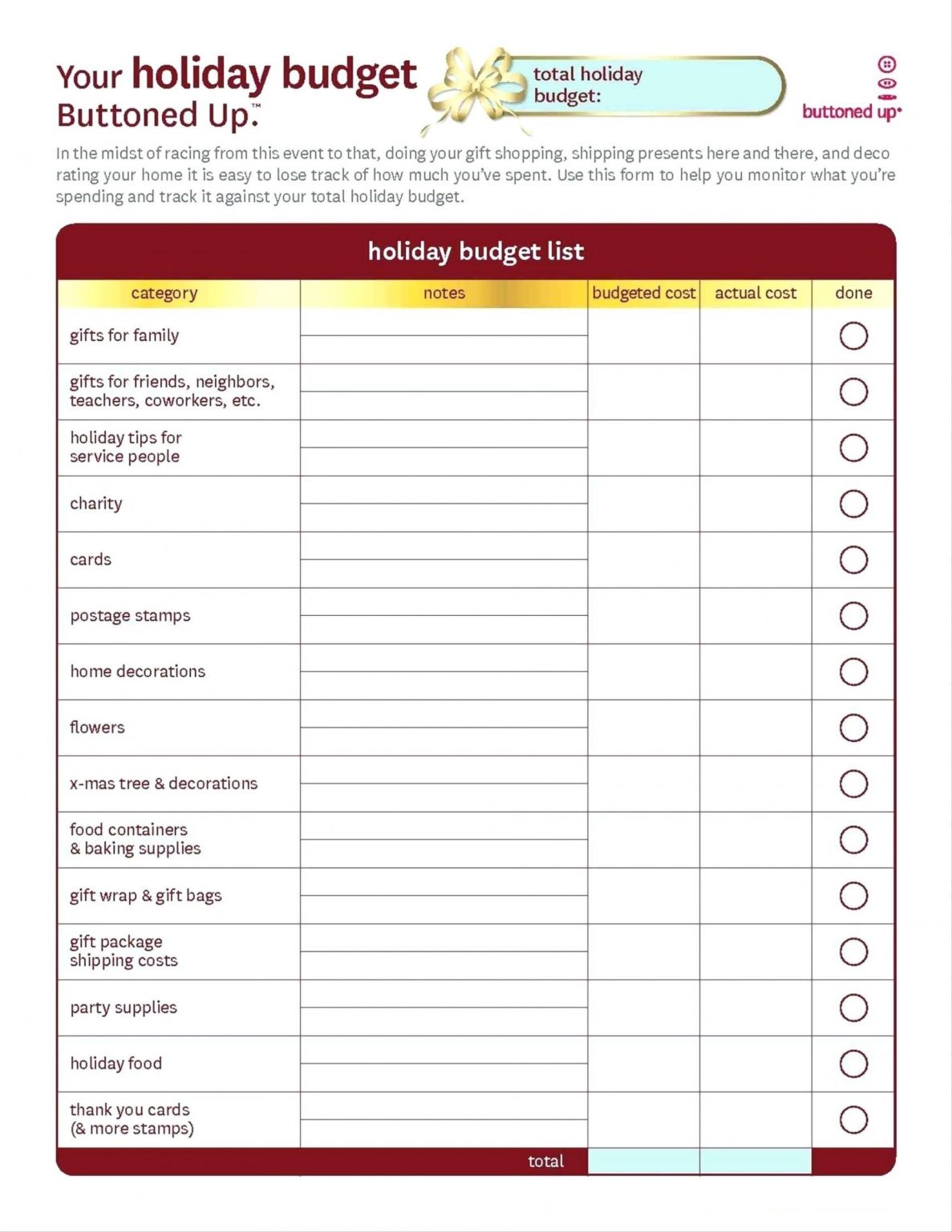 √ Welcome Party Budget Worksheet Template