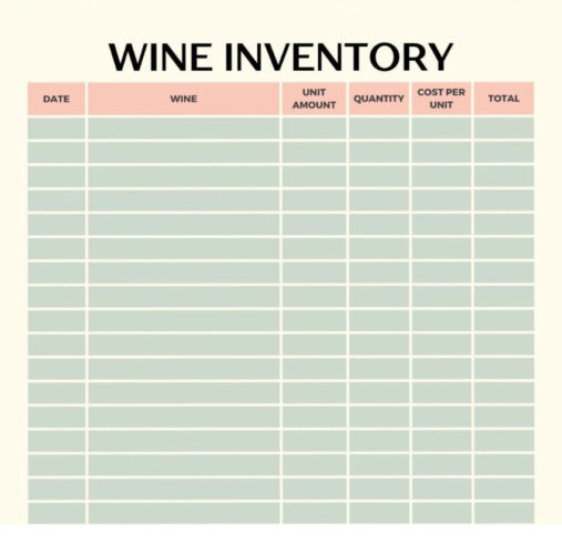 √ Printable Wine Collection Inventory Template