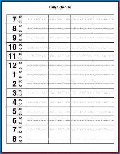 √ Free Editable Schedule Template Hourly