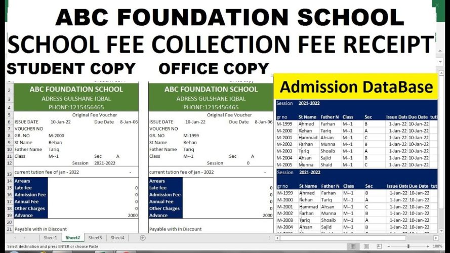 School Fee Book Format Template Sample | Templateral