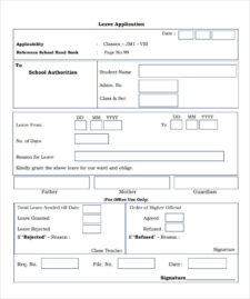 √ Free Printable Leave Application Form