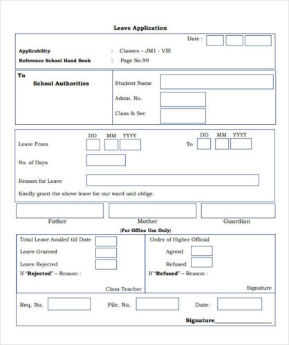 √ Free Printable Leave Application Form