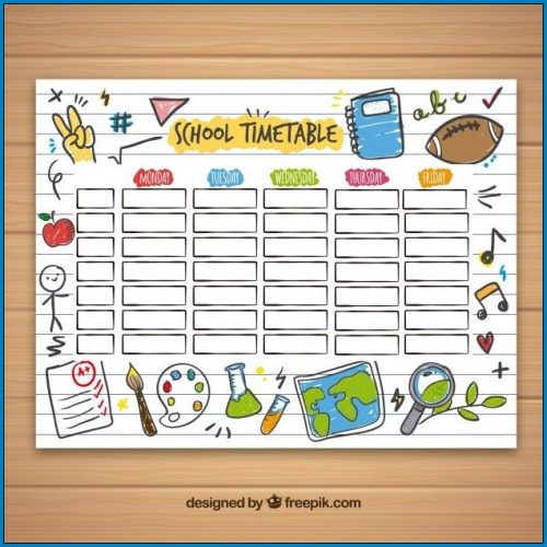 √ Free Printable School Timetable Template