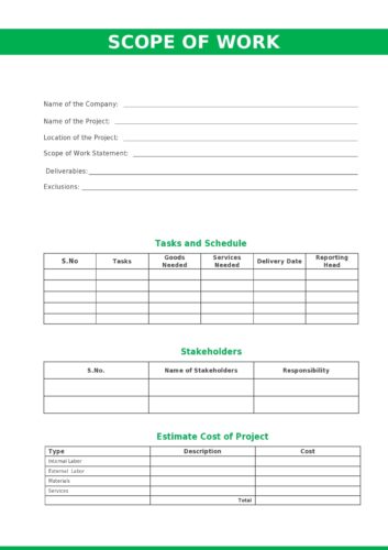 √ Editable Scope of Work Template (Word)