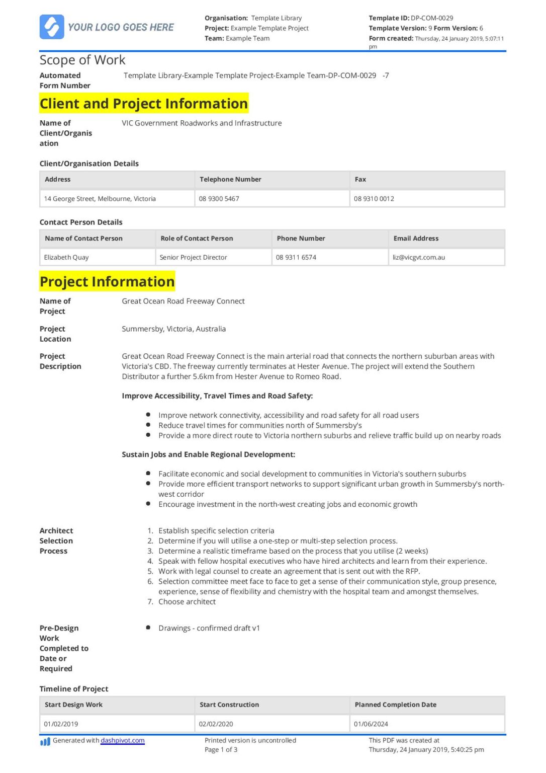 √ Editable Scope of Work Template (Word)
