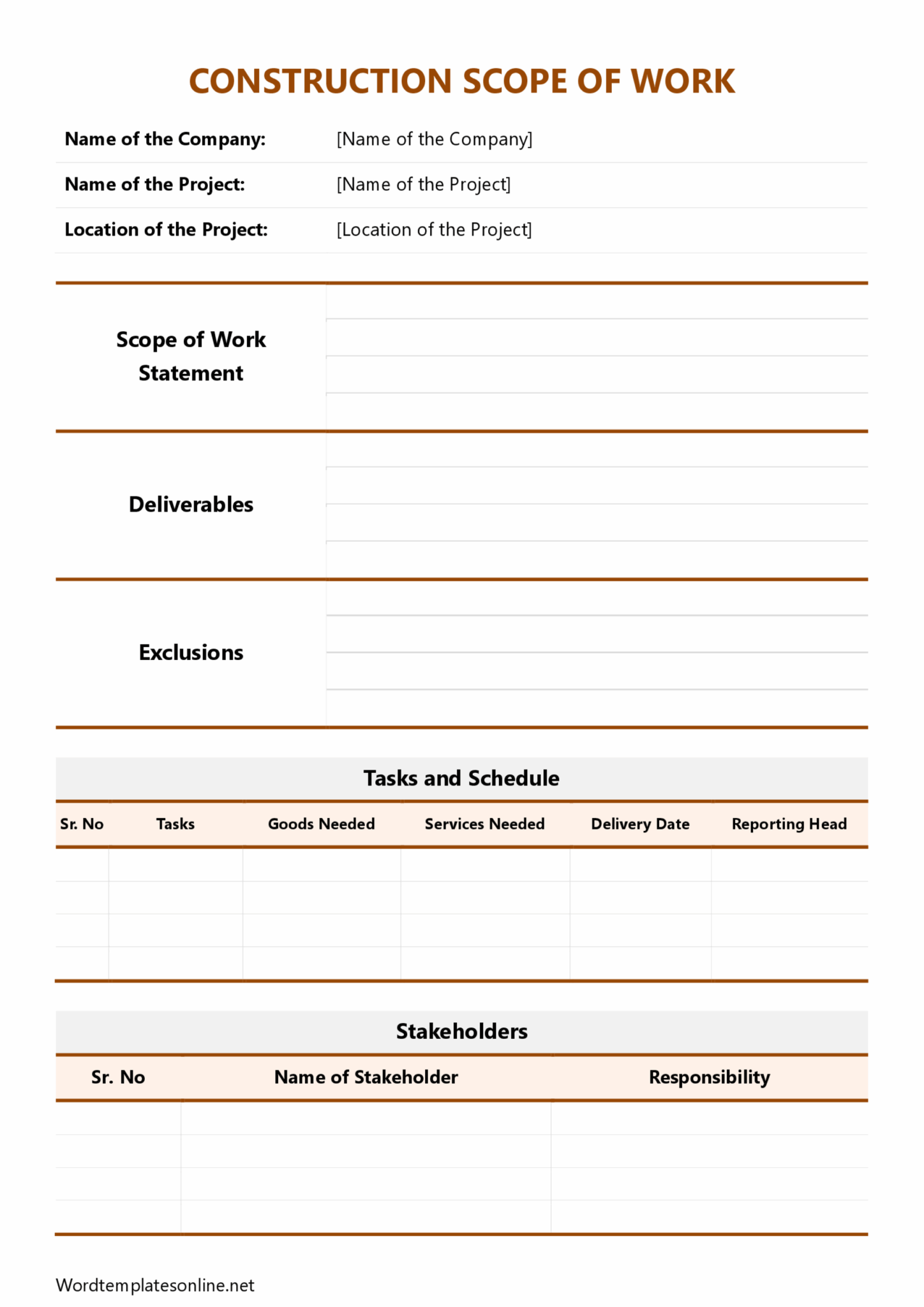 √ Editable Scope of Work Template (Word)