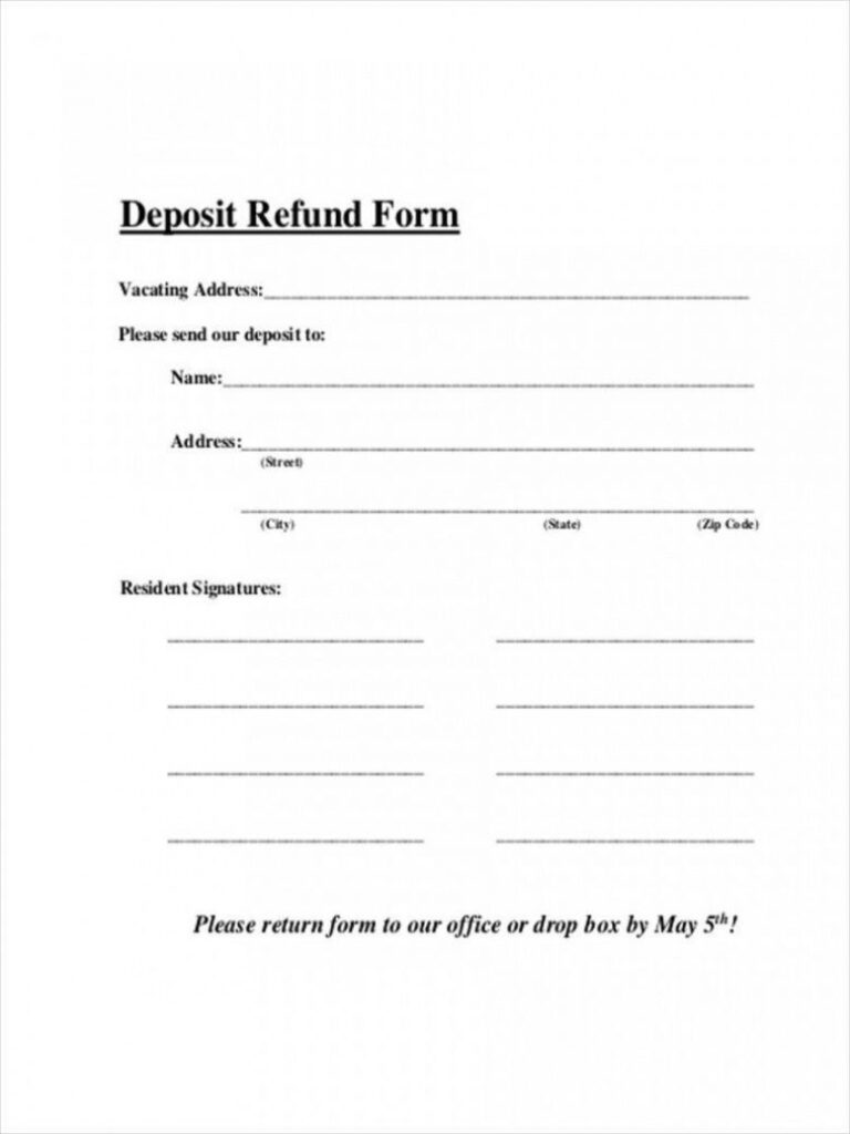 √ Security Deposit Refund Receipt Template