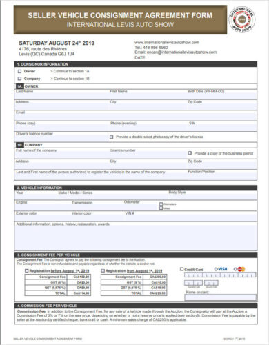 √ Equipment Consignment Agreement Template