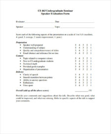 √ Free Printable Speaker Evaluation Form