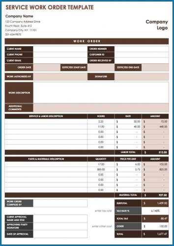 √ Free Printable Service Order Template