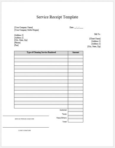 √ Free Editable Service Receipt Template