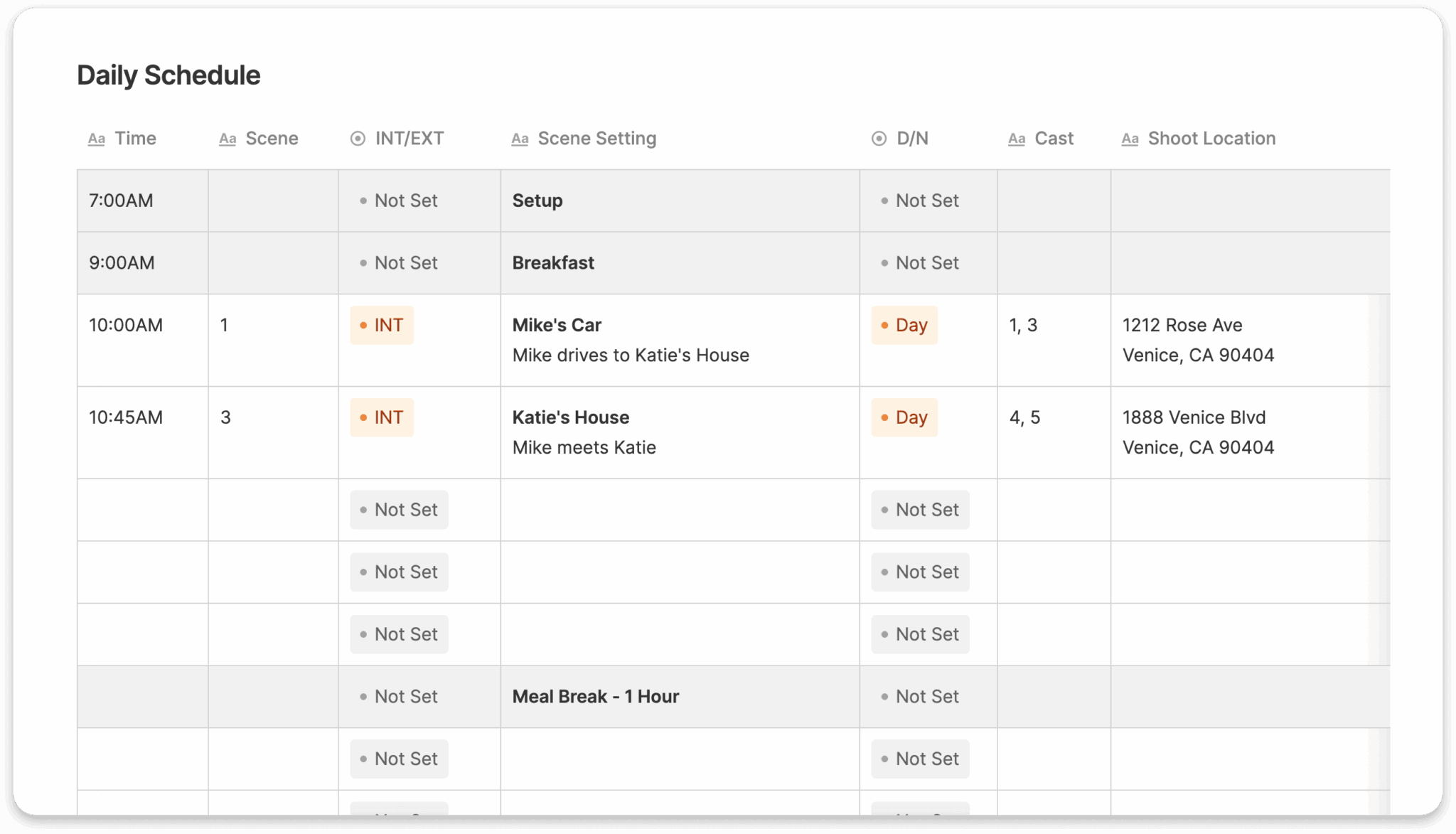 √ Free Shooting Schedule Template (Excel)