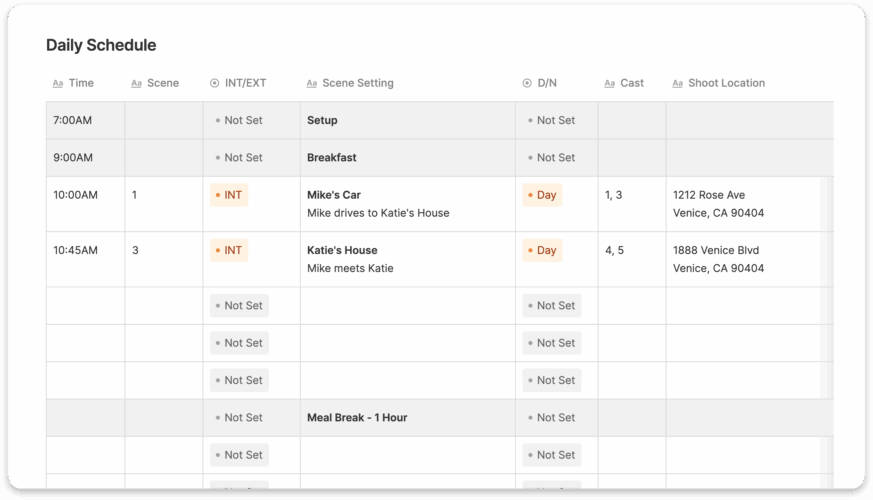 √ Free Shooting Schedule Template (Excel)