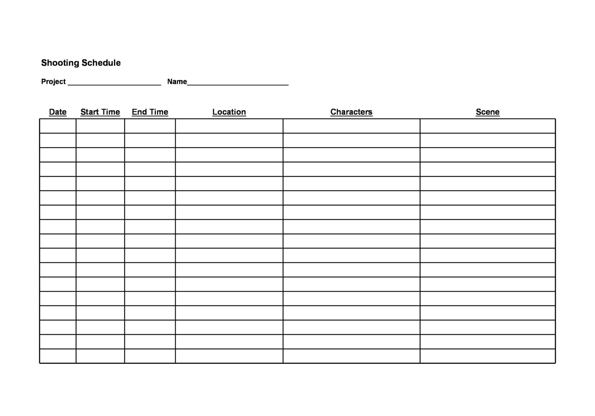 √ Free Shooting Schedule Template (Excel)