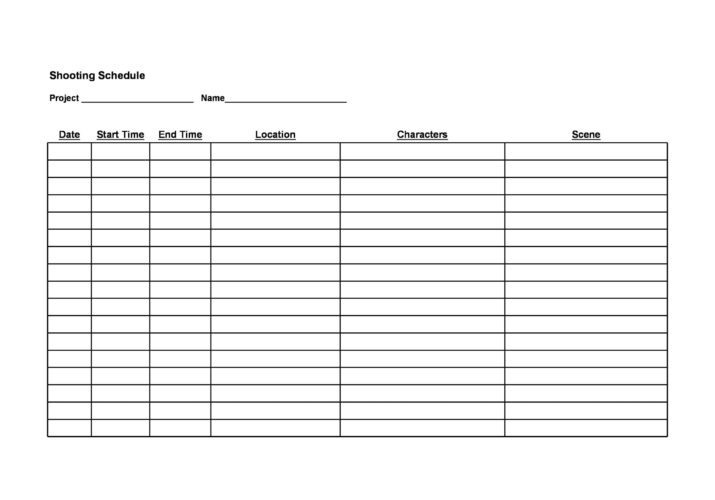 √ Free Shooting Schedule Template (Excel)