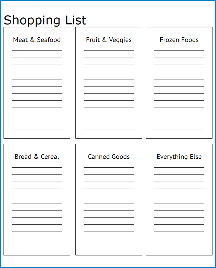  Free Printable Shopping List Template Templateral