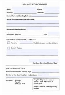 √ Free Printable Leave Application Form