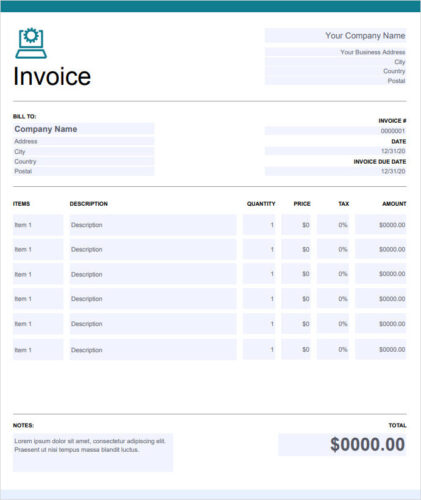 √ Printable Computer Repair Invoice Template