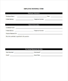 √ Free Printable Employee Referral Form Template