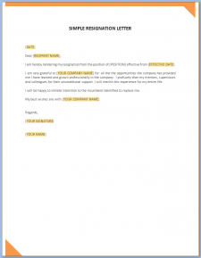√ Free Printable Simple Resignation Letter Template
