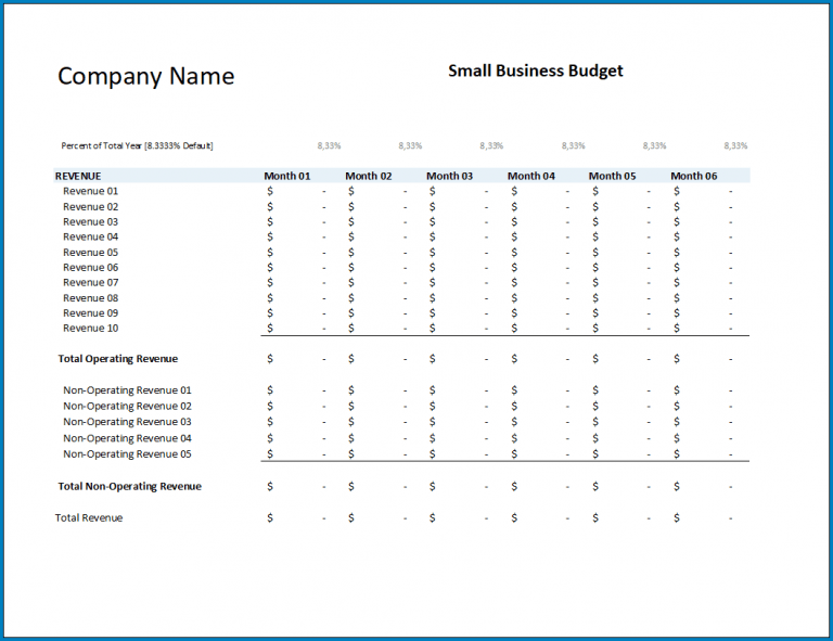 √ Free Printable Small Business Budget Template