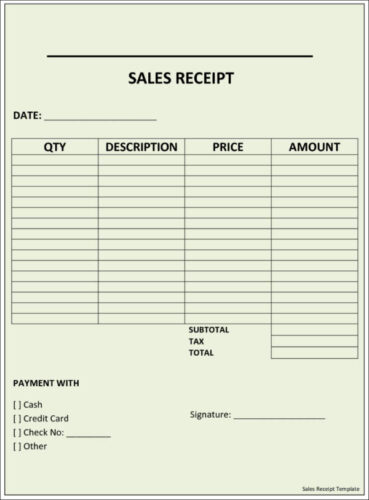 √ Small Business Sales Receipt Template