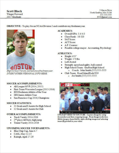 √ Printable Soccer Player Profile Template