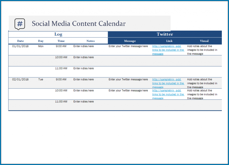 √ Free Printable Social Media Post Schedule Template