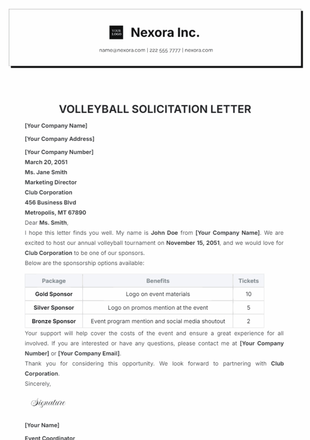 √ Free Solicitation Letter Template (Word)