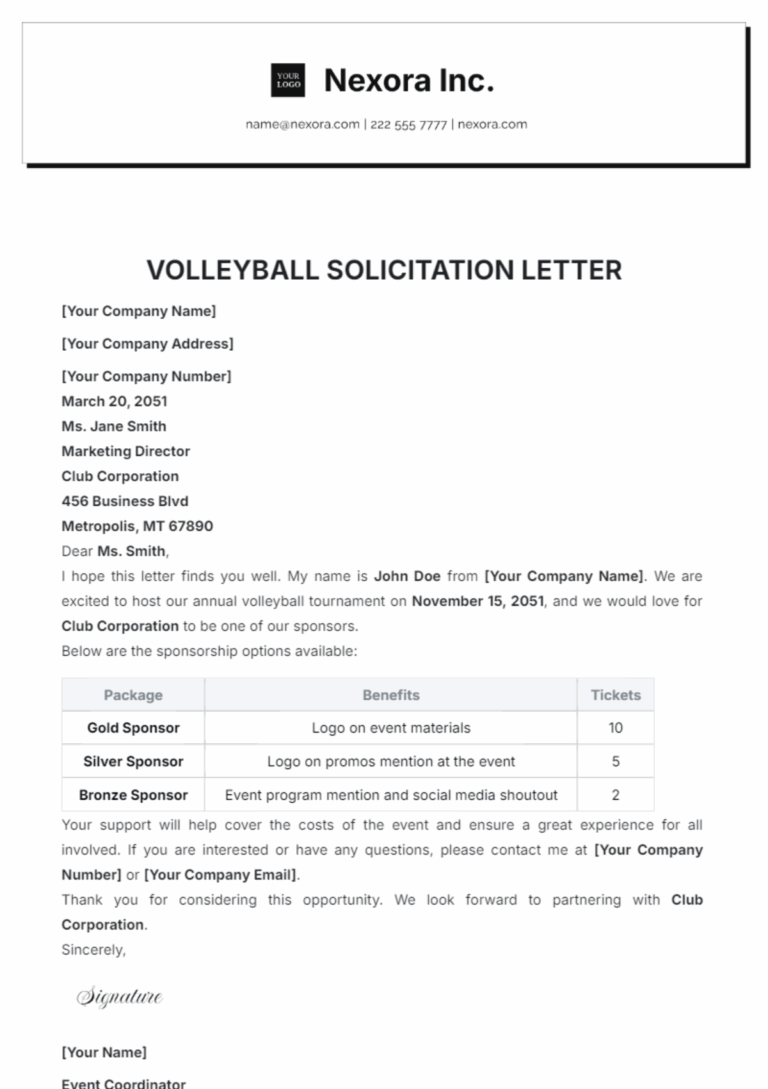 √ Free Solicitation Letter Template (Word)