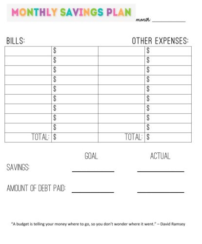 √ Spending And Savings Worksheet Template